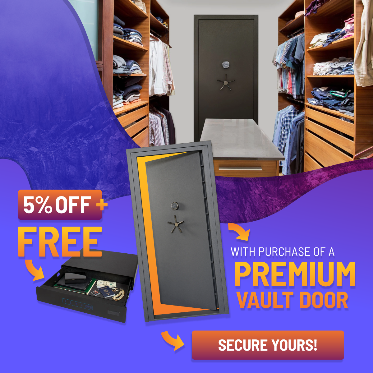 SnapSafe 75421 Premium Vault Room Door 36" - Inswing - Safe and Vault ...