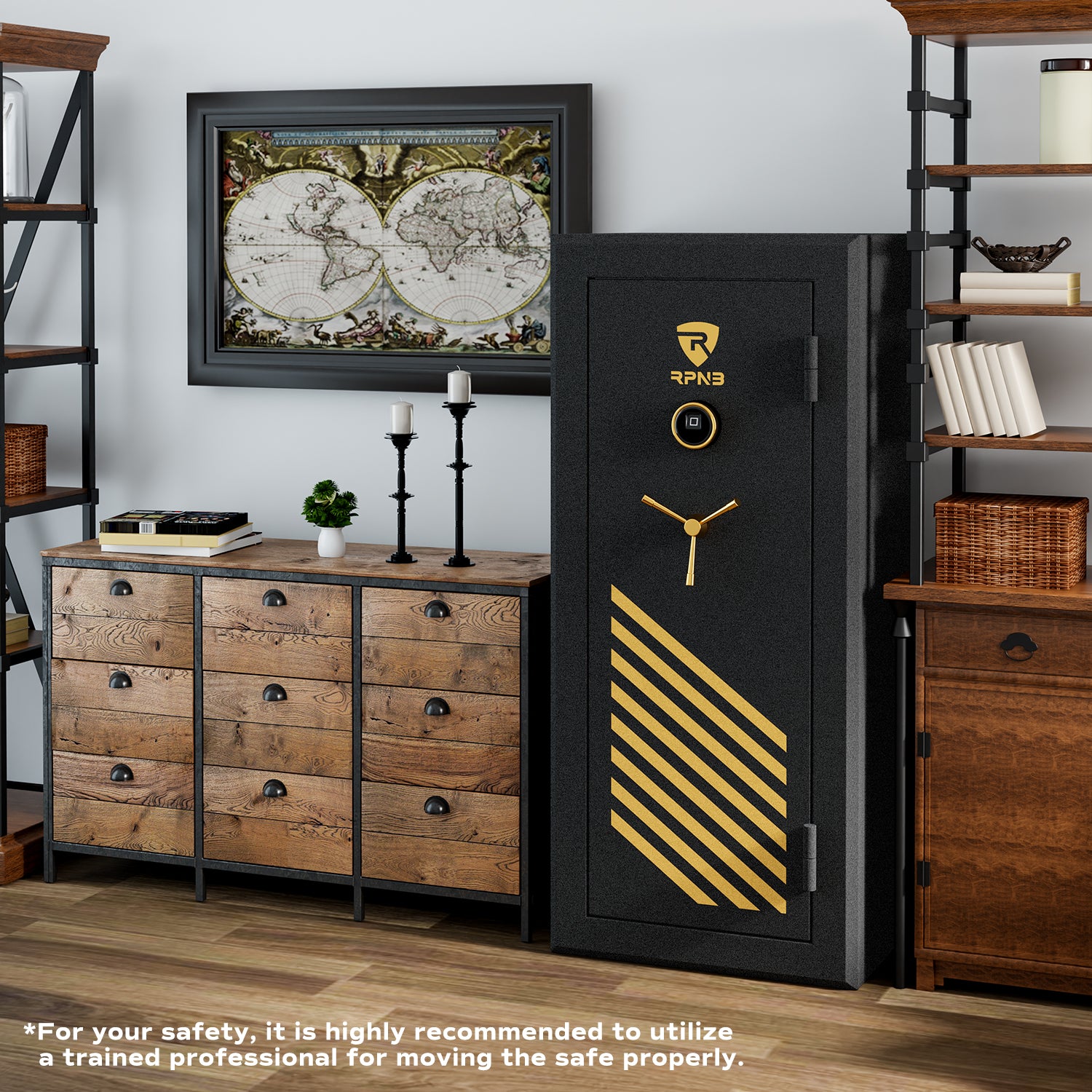 RPNB RPFS24-B 24 Gun Fireproof Biometric Gun Safe Black - Safe and ...