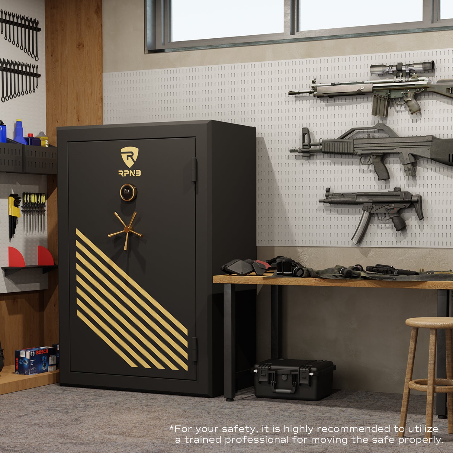 RPNB RPFS45-B 45 Gun Fireproof Biometric Gun Safe Black - Safe and ...