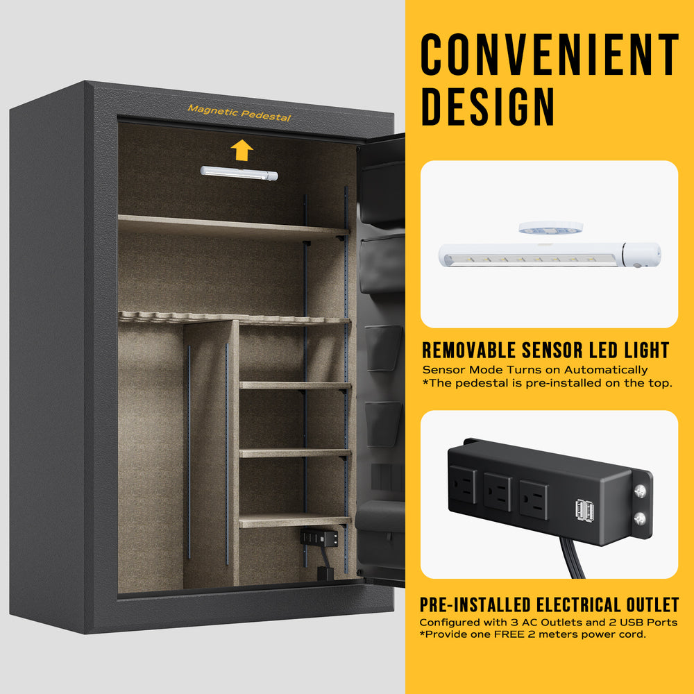 RPNB RPFS45-B 45 Gun Fireproof Biometric Gun Safe Black - Safe and ...