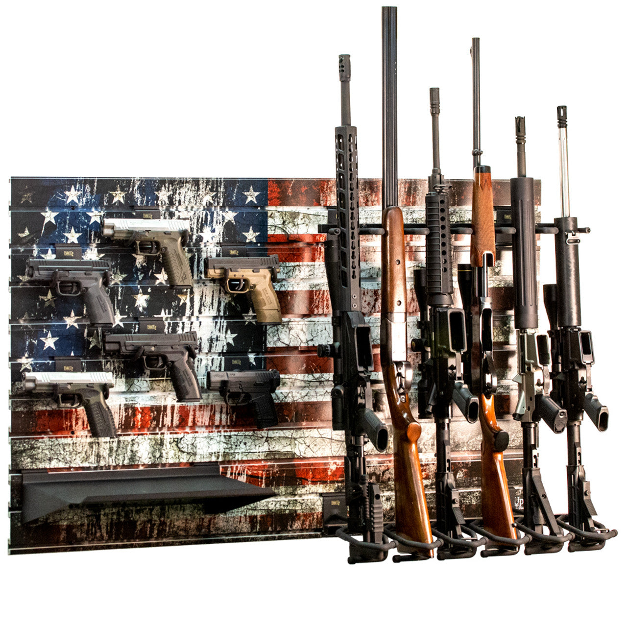 Hold Up Displays American Flag Gun Wall Bundle for 6 Rifles and 6 Pist ...