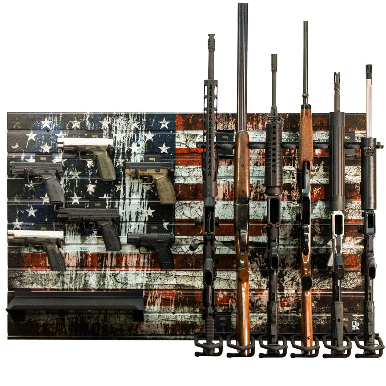 Hold Up Displays American Flag Gun Wall Bundle for 6 Rifles and 6 Pist ...