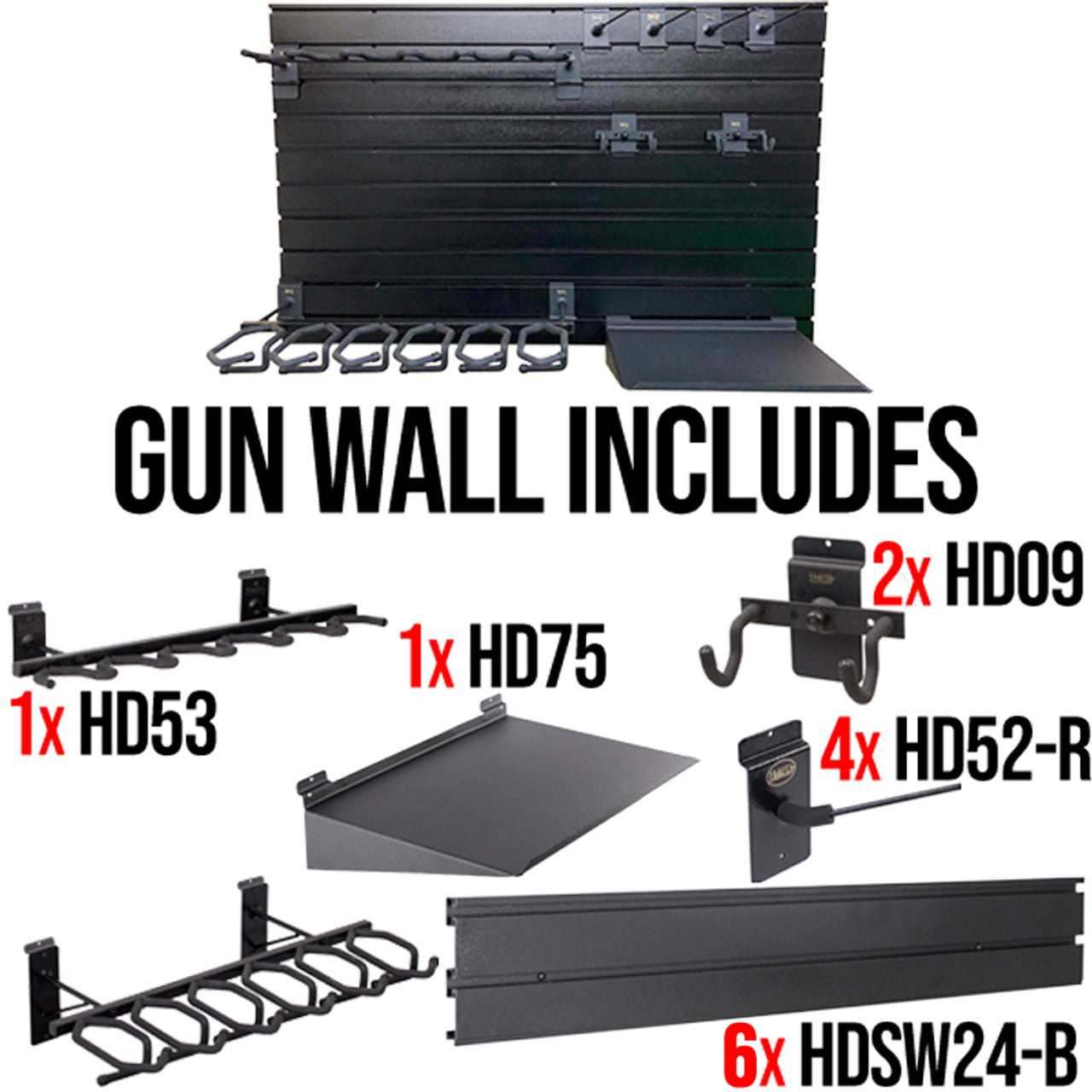 Hold Up Displays Gun Wall Bundle for 6 rifles and 6 pistols Black HD90 ...