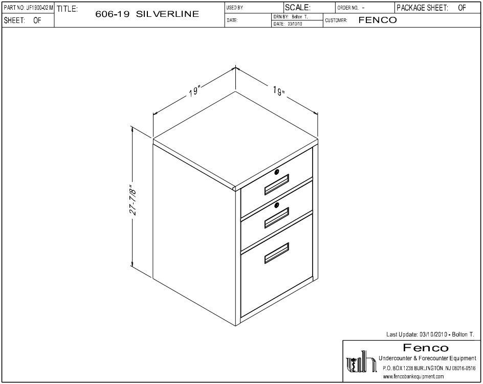 Fenco F-606 Lowboy Pedestal Unit with 2 Locking Box Drawers and 1 Lega ...