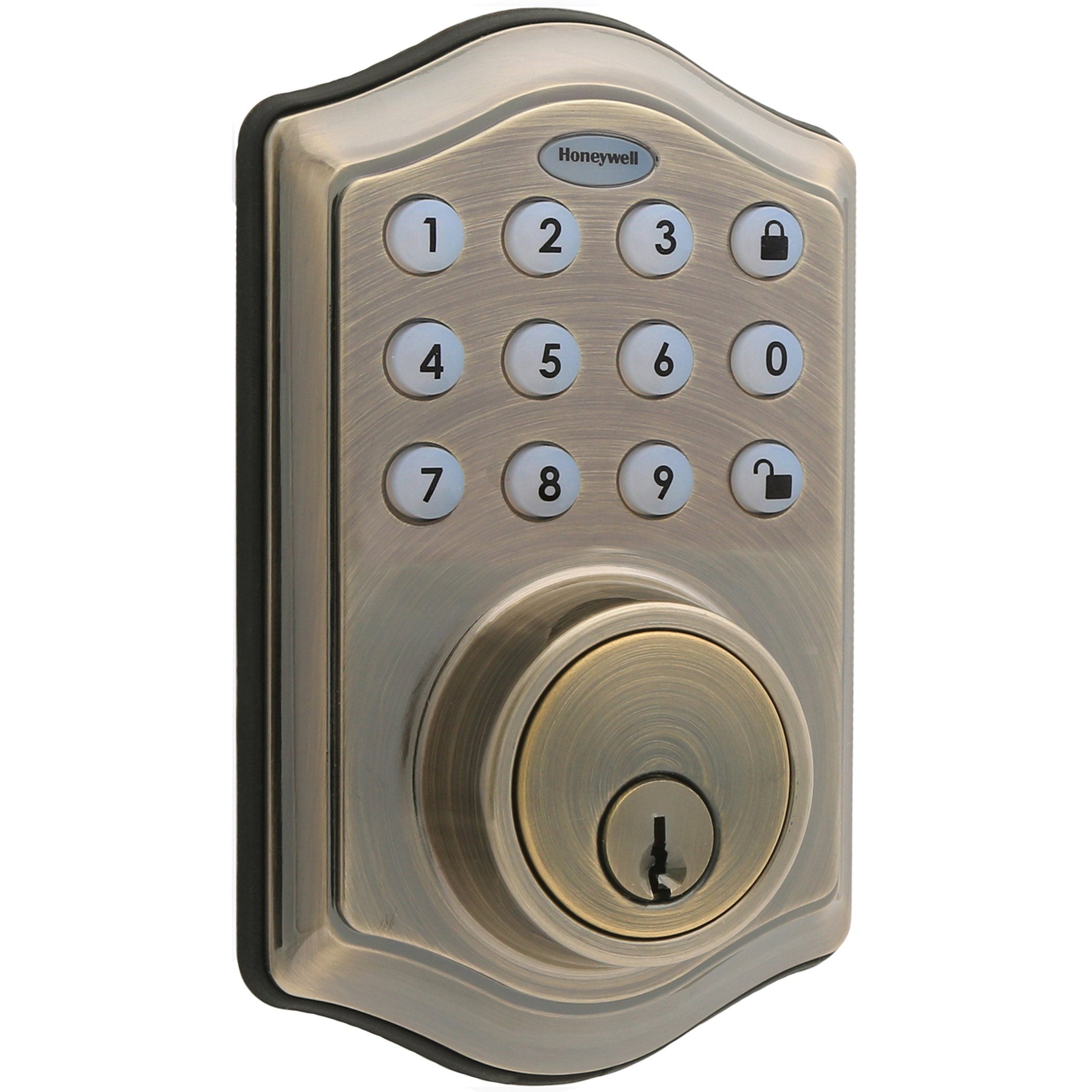 Honeywell 8712109 Electronic Deadbolt Door Lock with Keypad in Antique ...