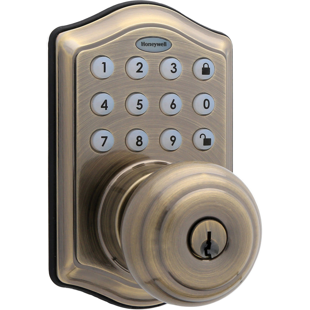Honeywell 8732101 Electronic Entry Knob Door Lock with Keypad in Antiq ...
