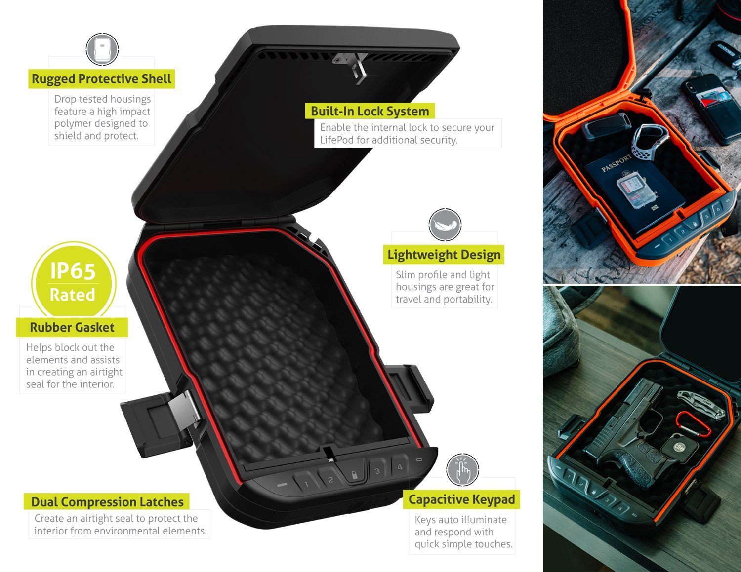 Vaultek LifePod Secure Waterproof Travel Case - Safe and Vault Store.com