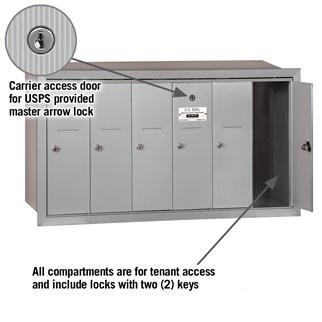 Salsbury 4B Vertical Mailbox - 6 Doors - Recessed Mounted - USPS Acces ...